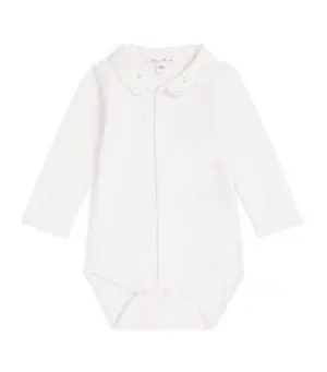 TARTINE ET CHOCOLAT Stretch-cotton Embroidered Long-sleeve Bodysuit