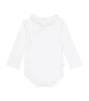 MARIE-CHANTAL Pima Cotton Angel Wing Ruffle Collar Bodysuit - White