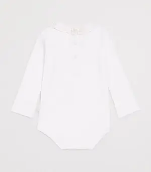 MARIE-CHANTAL Pima Cotton Angel Wing Ruffle Collar Bodysuit