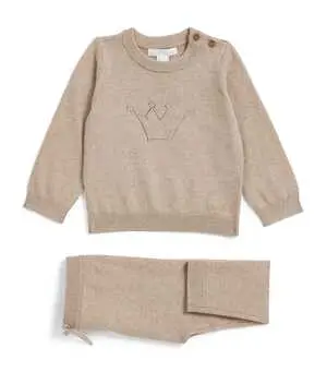 MARIE-CHANTAL Crown Detail Cotton Cashmere Sweater And Sweatpants Set