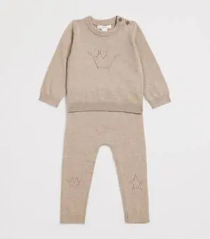 MARIE-CHANTAL Crown Detail Cotton Cashmere Sweater And Sweatpants Set