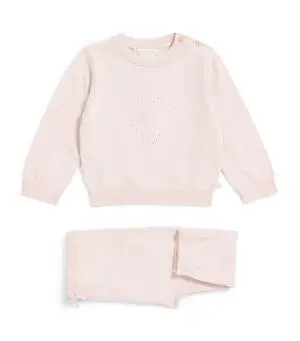 MARIE-CHANTAL Fine Knit Heart Detail Sweater And Sweatpants Set