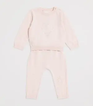 MARIE-CHANTAL Fine Knit Heart Detail Sweater And Sweatpants Set