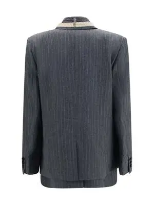 Sacai Pinstripe Single Breasted Jacket