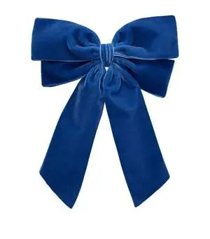 Trotters Velvet Bow Hair Clip - Blue