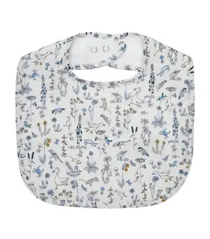 Trotters Cotton Theo Print Bib - White
