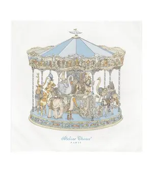 ATELIER CHOUX Cotton Carousel Swaddle - Blue