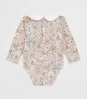 Harrods Cotton Printed Bodysuit With Embroidered Collar