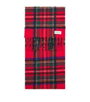 Johnstons Of Elgin Cashmere-silk Tartan Scarf - Red