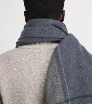 Johnstons Of Elgin Cashmere Tartan Scarf - Grey
