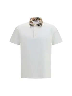 Burberry Cotton Check Collar Polo - White