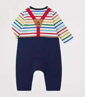 MIKI HOUSE Cotton Stripe Playsuit