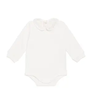 IL GUFO Cotton Bodysuit With Peter Pan Collar
