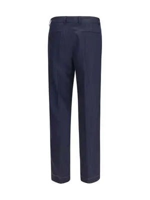 Brunello Cucinelli Virgin Wool Batavia Pinstriped Pants - Blue