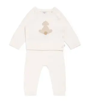 Petit Bateau Wool-cotton Graphic Sweater And Leggings Set