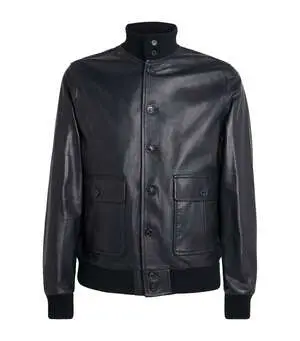 VALSTAR Leather Padded Bomber Jacket