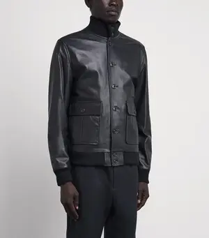 VALSTAR Leather Padded Bomber Jacket