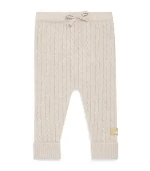 PUREBABY Cashmere Cable-knit Leggings - Beige