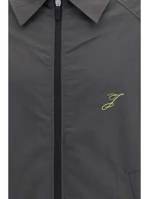 Jacquemus Embroidered Zip-up Jacket With Drawstring Hem - Gray
