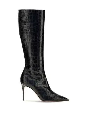 Paris Texas Vera Crocodile-effect Leather Knee-high Boots