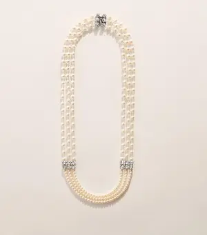 Alessandra Rich Faux Pearl Layered Necklace - Silver