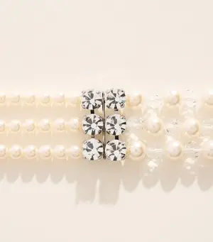 Alessandra Rich Faux Pearl Layered Necklace