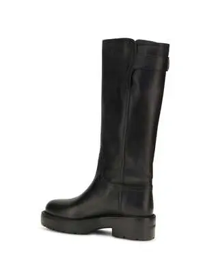 Miu Miu Leather Knee-high Boots With Buckle Detail - Black