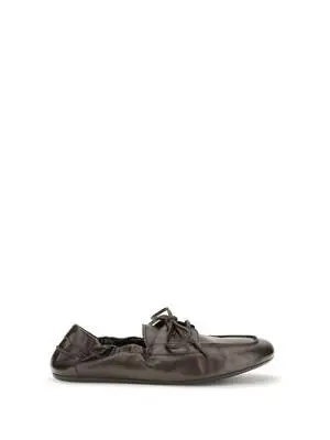 Prada Aged Leather Lace-up Sneakers - Brown