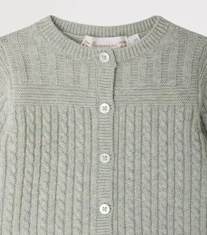 Bonpoint Cable Knit Cardigan And Ribbed Trousers Set