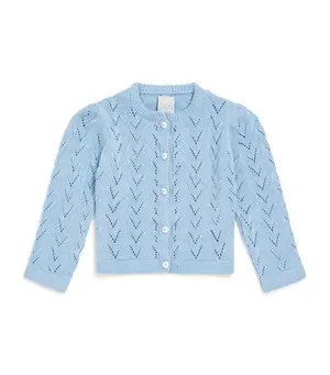 Pepa London Cotton Openwork Cardigan With Puffed Shoulders