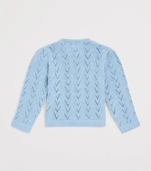 Pepa London Cotton Openwork Cardigan With Puffed Shoulders