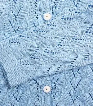 Pepa London Cotton Openwork Cardigan With Puffed Shoulders