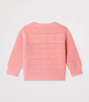 Bonpoint Wool-blend Cardigan With Cherry Applique