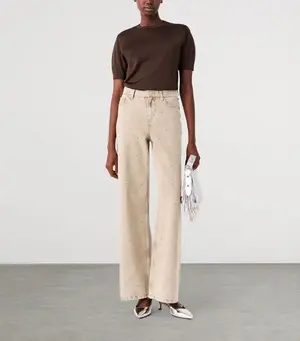 Maje Rhinestone Embellished Wide-leg Jeans