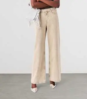Maje Rhinestone Embellished Wide-leg Jeans