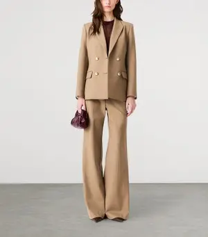 Maje Wool-blend Striped Double-breasted Blazer
