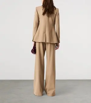 Maje Wool-blend Striped Double-breasted Blazer