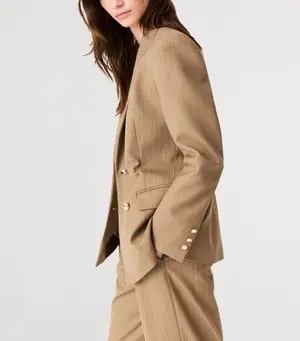 Maje Wool-blend Striped Double-breasted Blazer