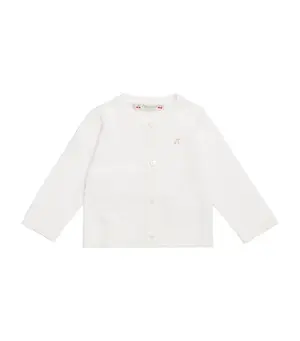Bonpoint Cotton Cardigan With Embroidered Cherry Logo