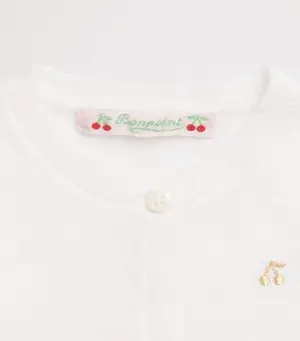 Bonpoint Cotton Cardigan With Embroidered Cherry Logo