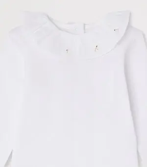 Bonpoint Organic Cotton Ruffled Bodysuit