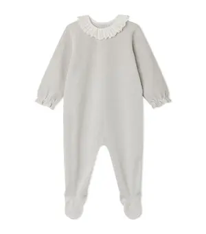 Bonpoint Cotton Héritier Sleepsuit With Broderie Anglaise Collar