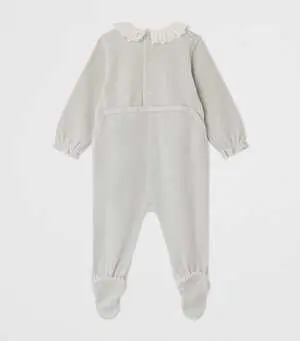 Bonpoint Cotton Héritier Sleepsuit With Broderie Anglaise Collar