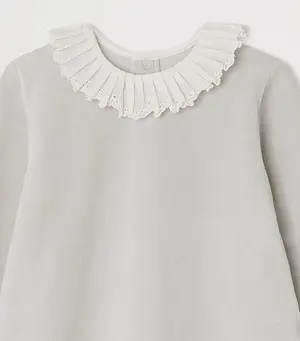 Bonpoint Cotton Héritier Sleepsuit With Broderie Anglaise Collar