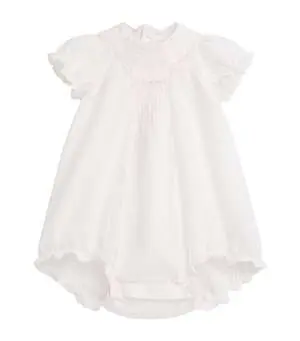 Bonpoint Cotton Embroidered Bubble Bodysuit - White