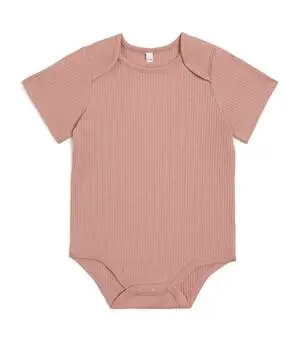 MORI Bamboo-blend Short-sleeve Bodysuit - Pink