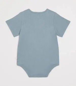 MORI Bamboo-blend Short-sleeve Ribbed Bodysuit - Blue