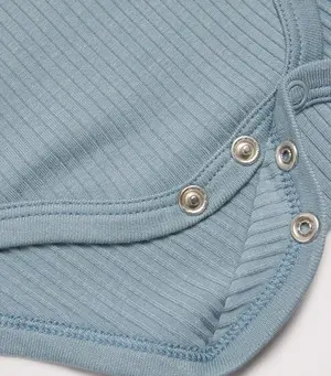 MORI Bamboo-blend Short-sleeve Ribbed Bodysuit - Blue