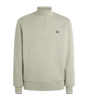 Fred Perry Cotton Half-zip Sweatshirt - Green