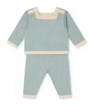 Bonpoint Wool-cotton Sweater And Trousers Set